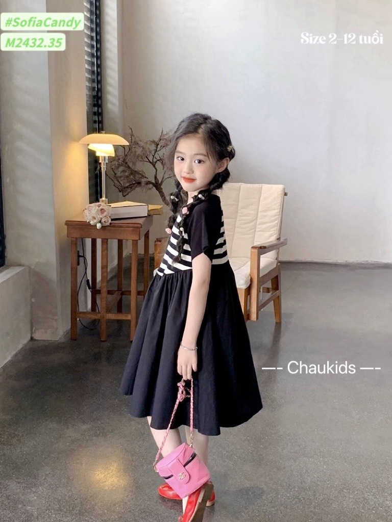 Girl's dress with round neck and flared sleeves for girls from 8kg to ...