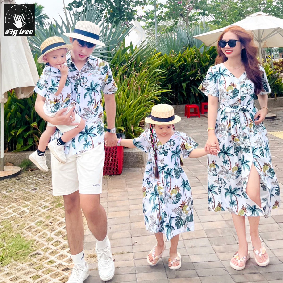 Super Cute Fig Tree Family Shirt and Skirt Combo with Coconut Tree ...