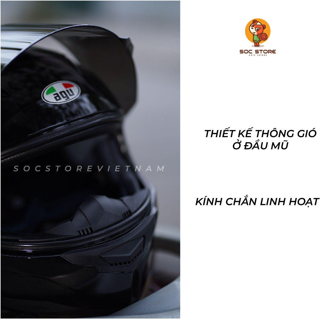 Genuine AGU Fullface Helmet - GREAT BLACK - comes with helmet bag Soc ...