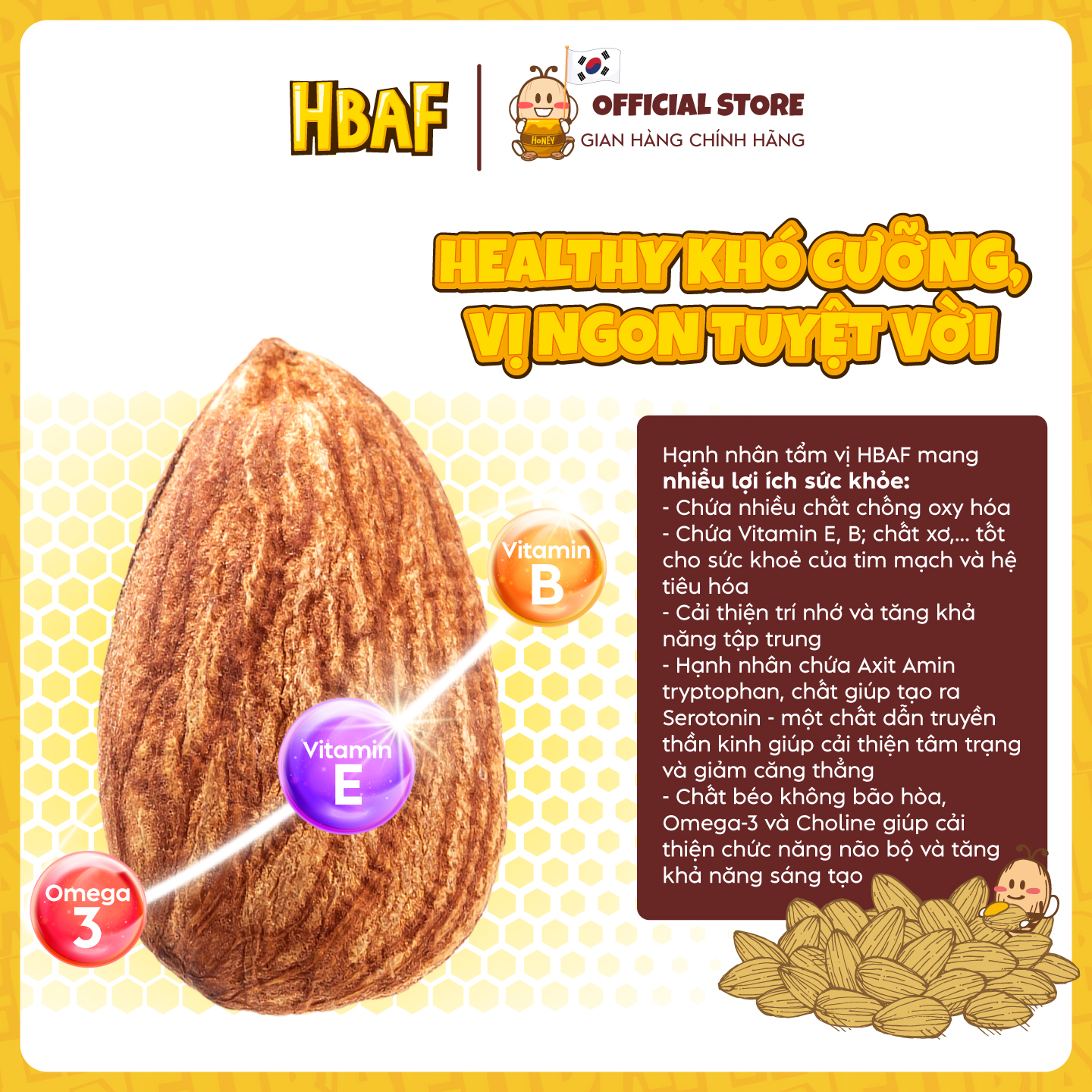 [BUY 3 PACKAGES of 120G, GET 1 PACK OF HBAF Almonds 40G] Korean HBAF Tamarind Almonds 120G ...