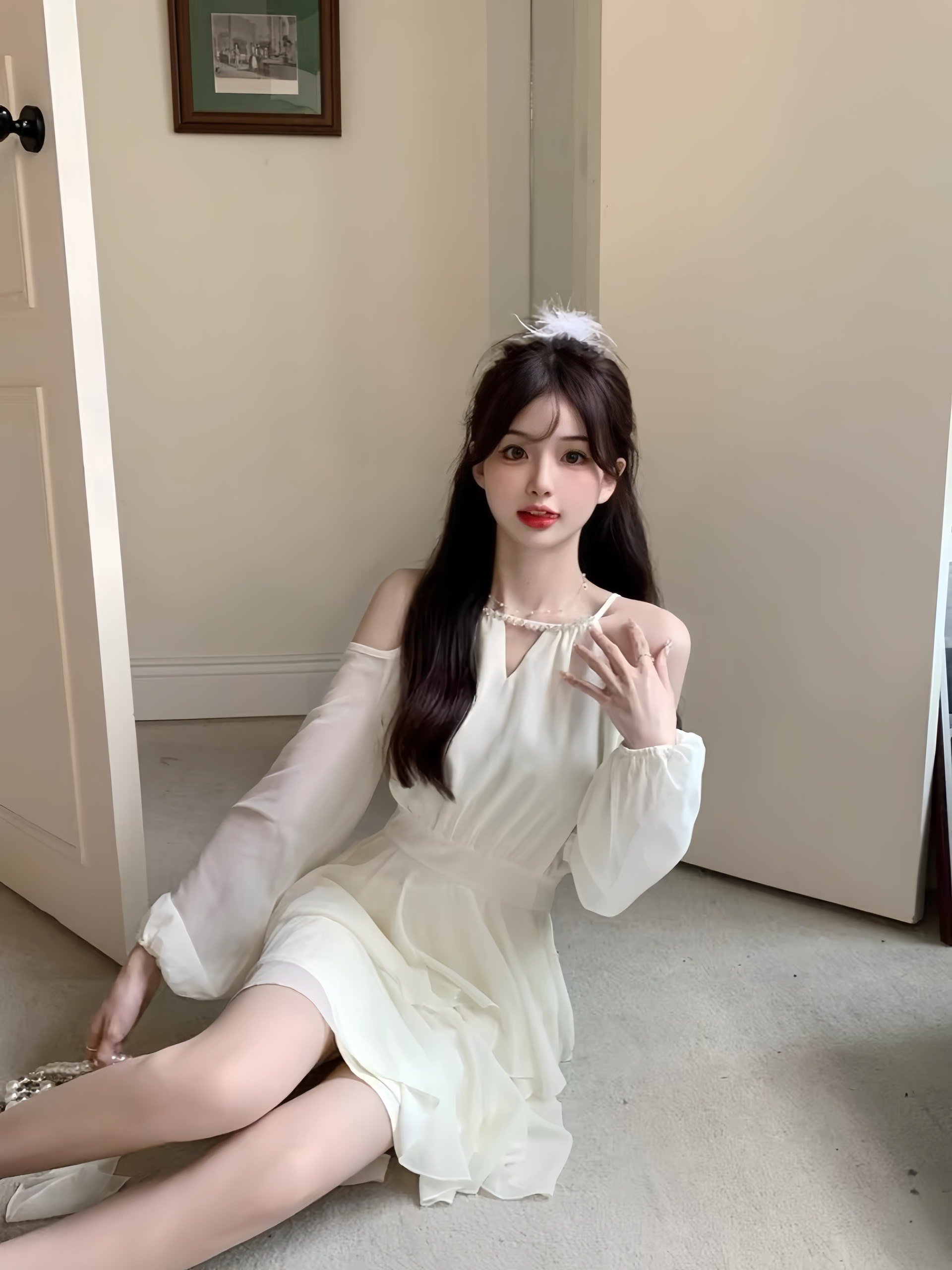 Soft Silk Overalls With Pearl Open Shoulder Skirt 2 Floors (VY1 ...