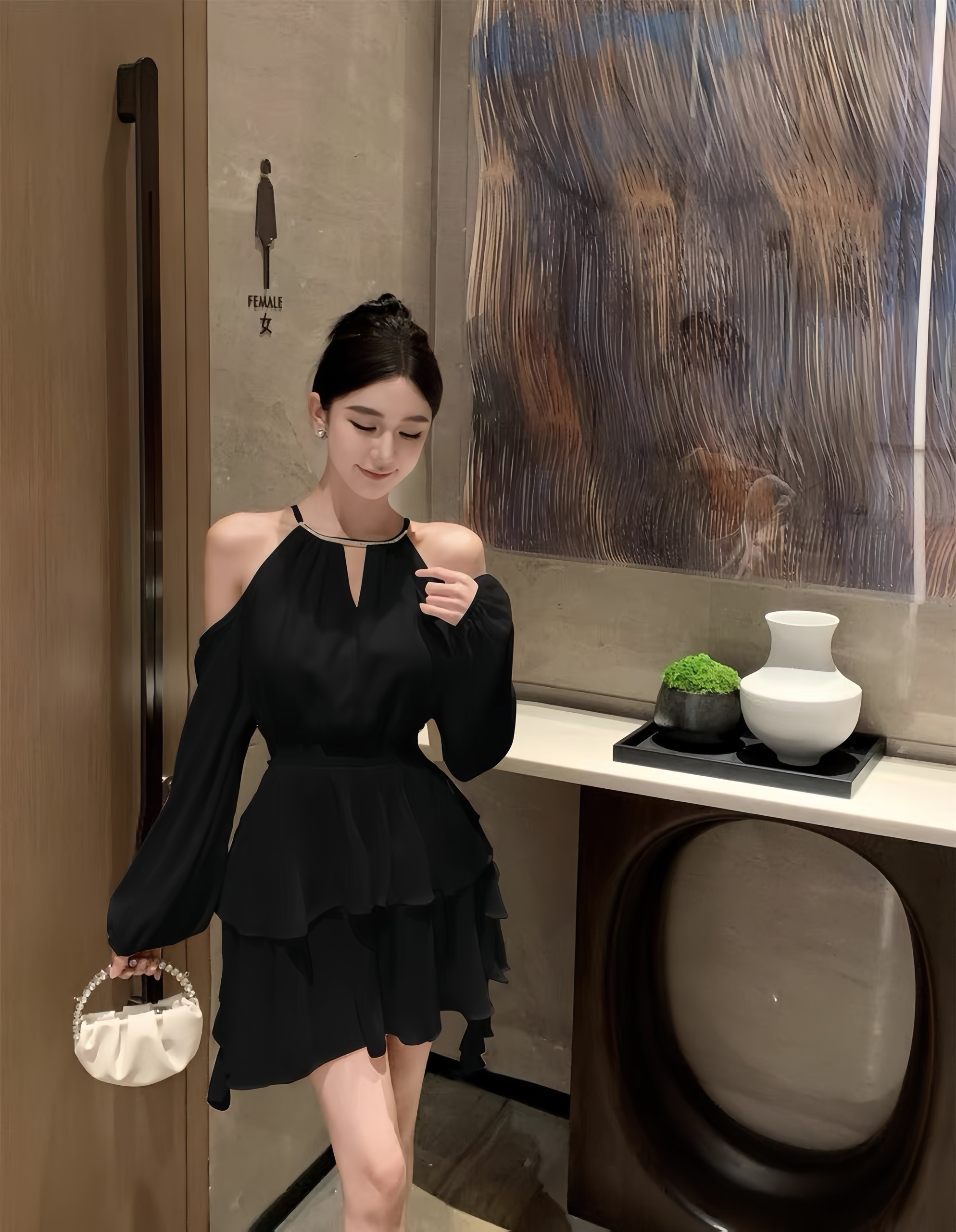 Soft Silk Overalls With Pearl Open Shoulder Skirt 2 Floors (VY1 ...