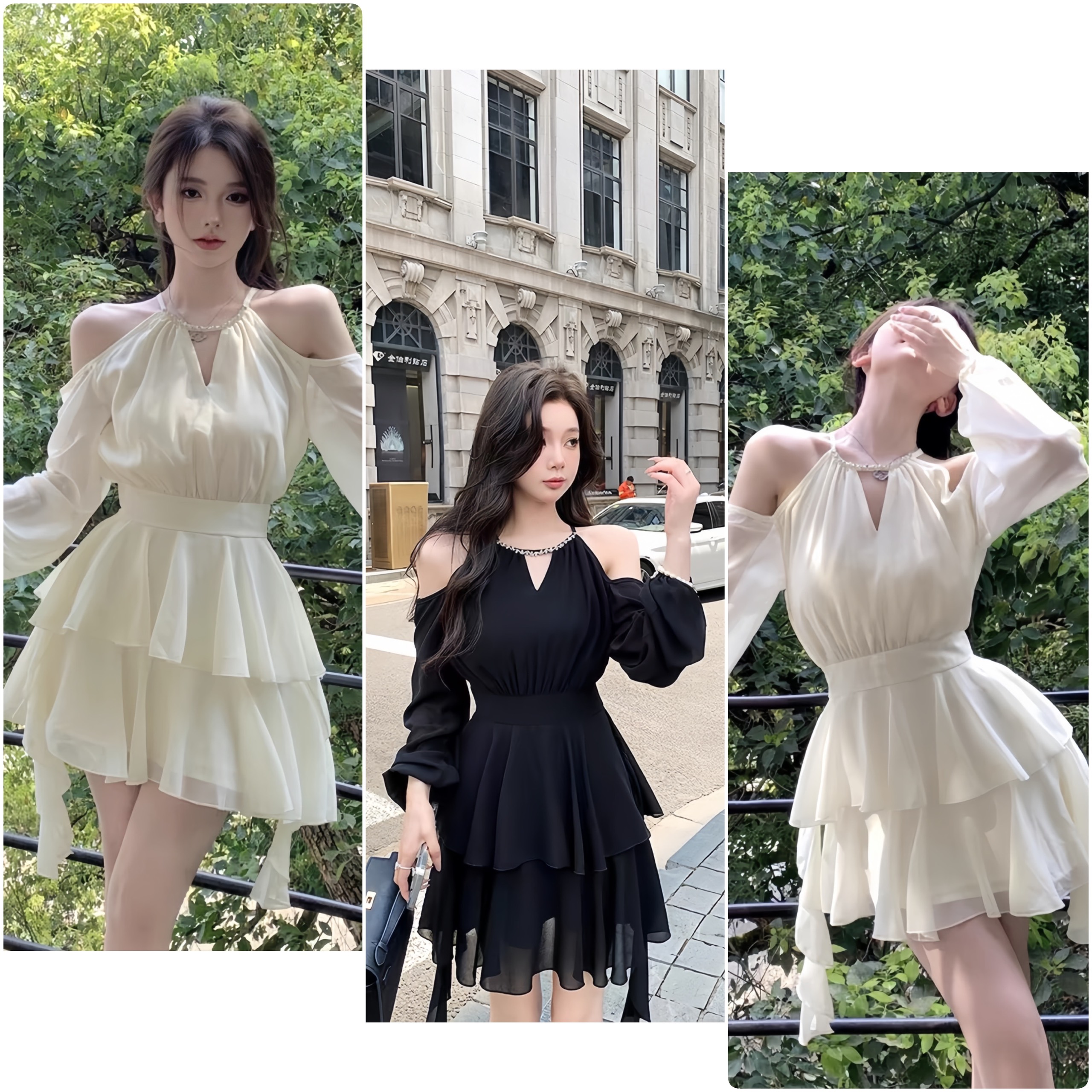 Soft Silk Overalls With Pearl Open Shoulder Skirt 2 Floors (VY1 ...