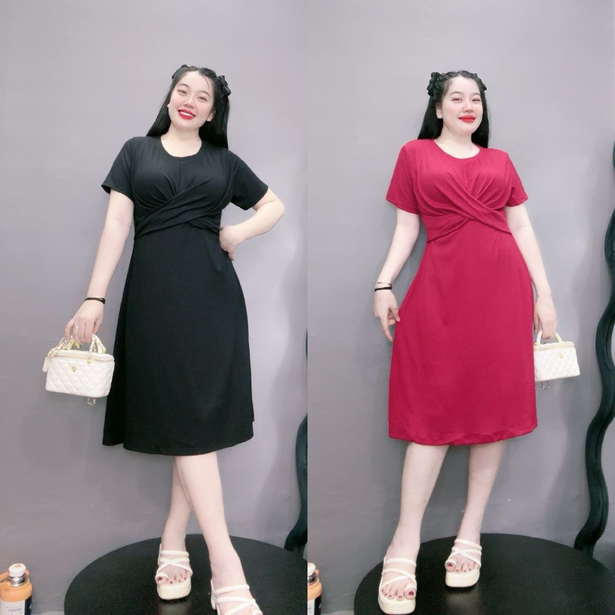 Design bigsize Round Neck Short Neck Dress With Personality Elegant ...