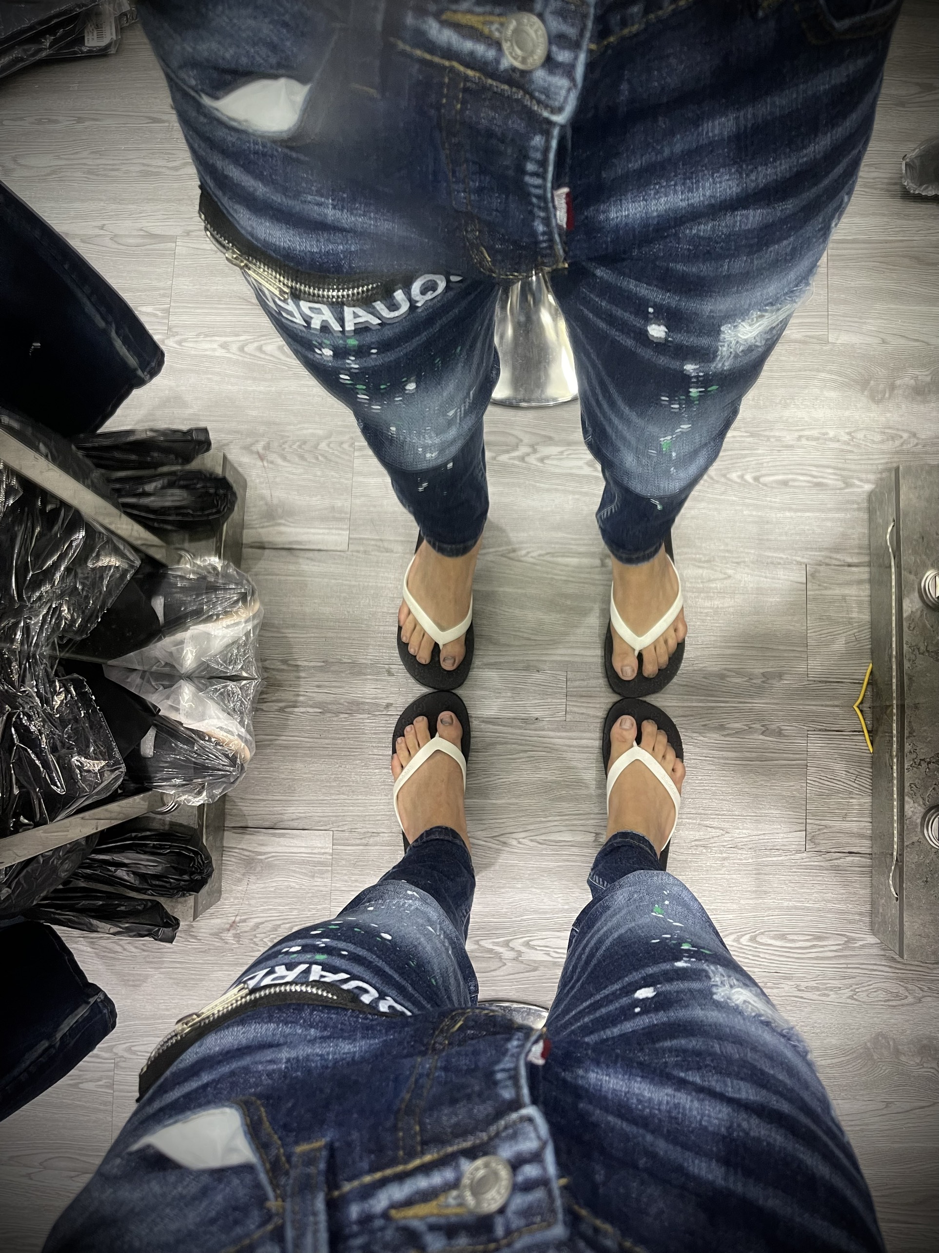Dsq slimfit men's blue and silver jeans, lightly torn and scratched ...