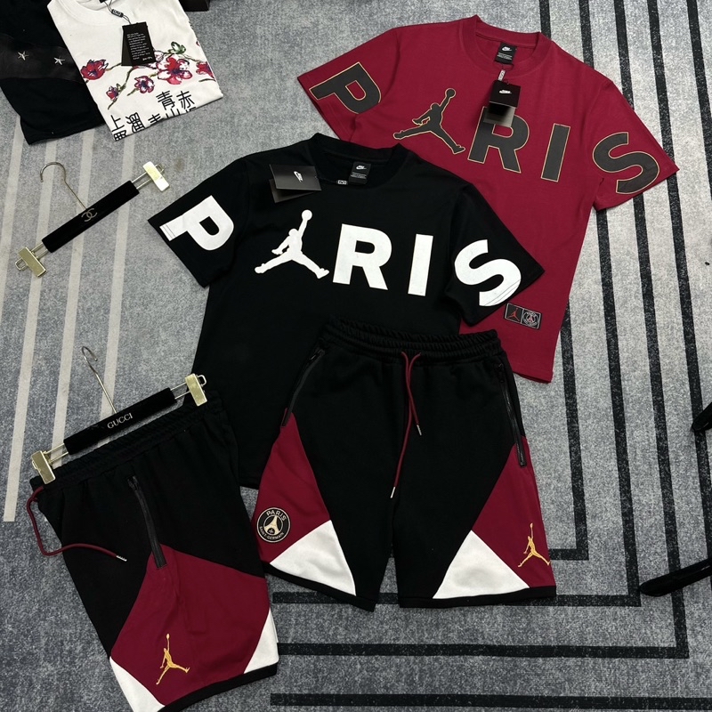 Men's tracksuit short sleeve cotton with letter print across the chest ...