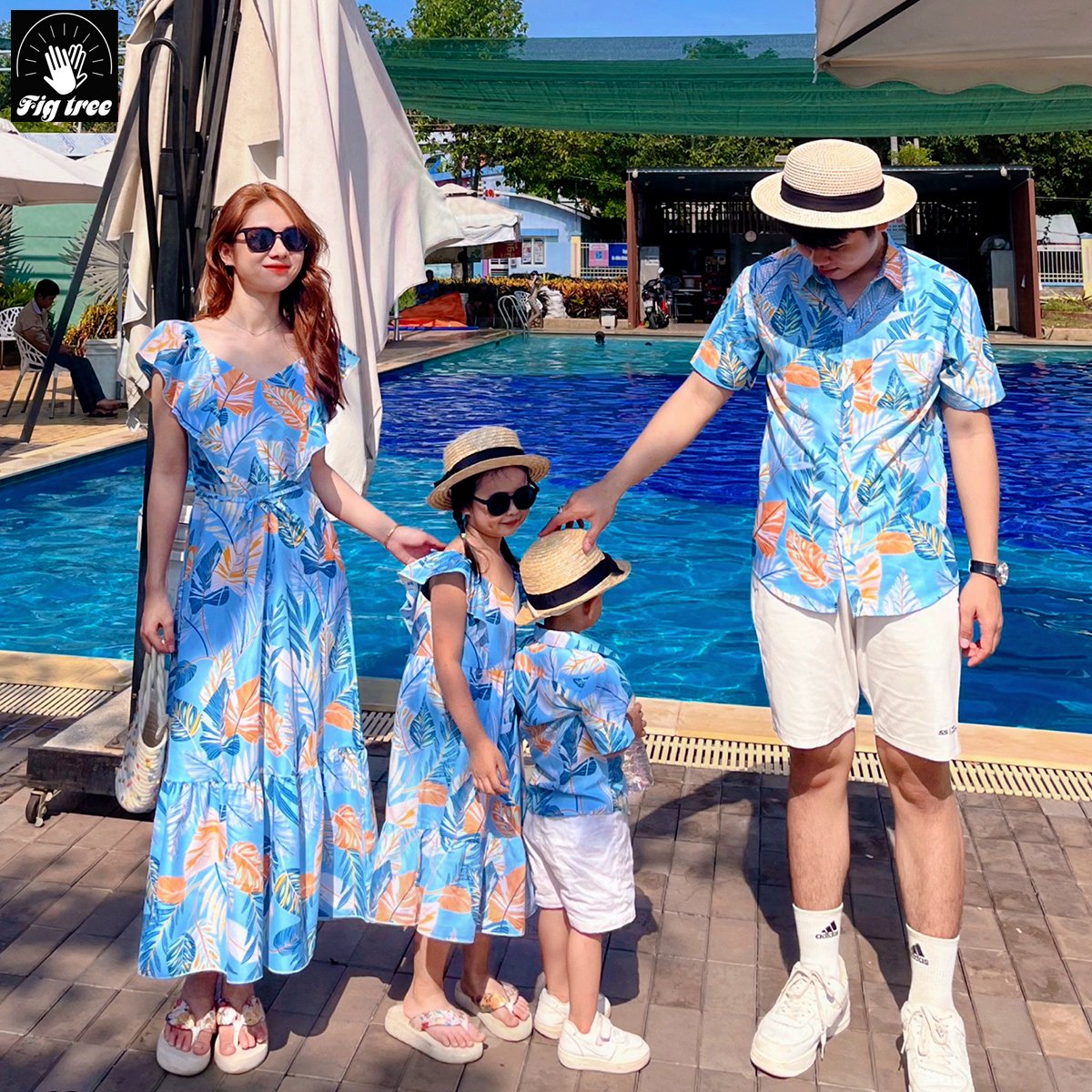 FIG TREE Family Set with Beach Pattern 2025 - Sky Green Leaves MS 188 ...