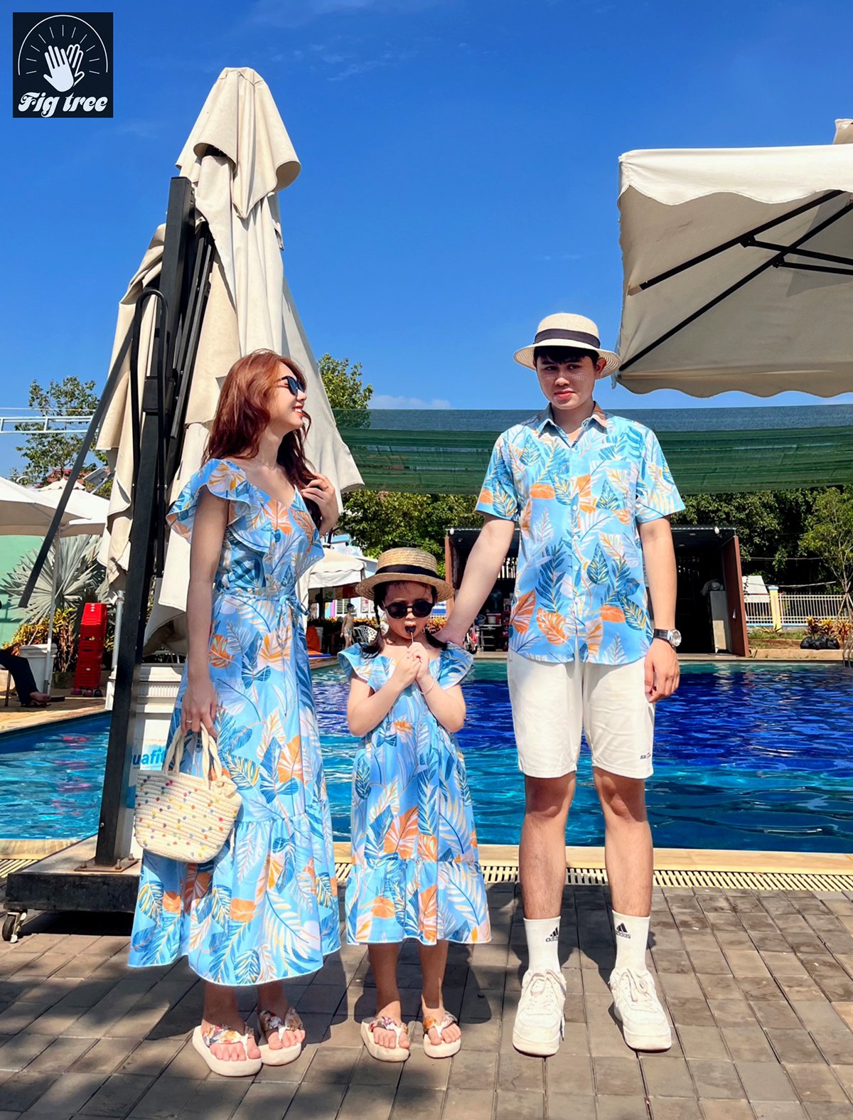 FIG TREE Family Set with Beach Pattern 2025 - Sky Green Leaves MS 188 ...