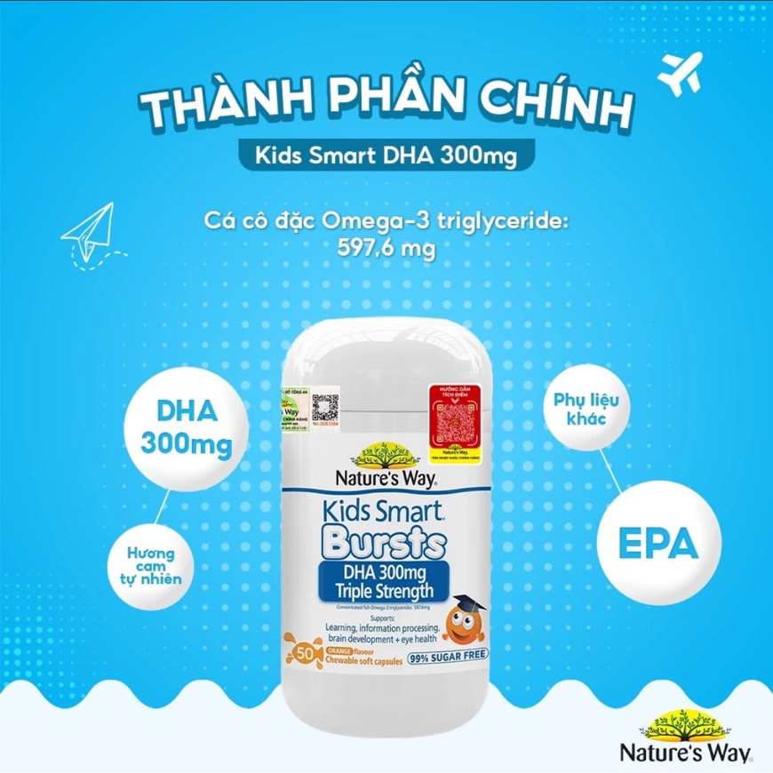 Nature's Way Kids Smart DHA 300mg Triple Strength chewable DHA ...