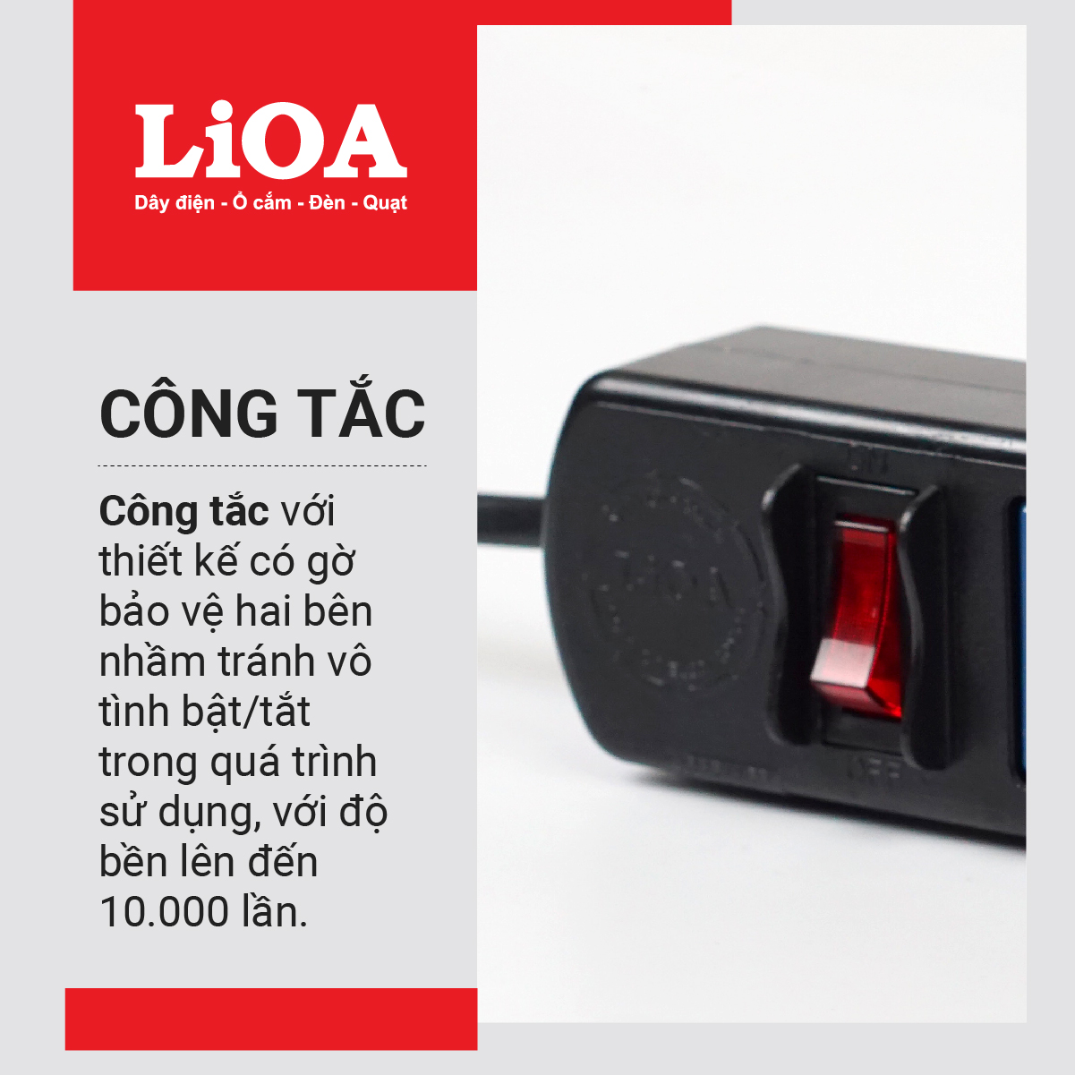 Lioa SNW Common Extension Socket White Type With Switch, CB Overload ...