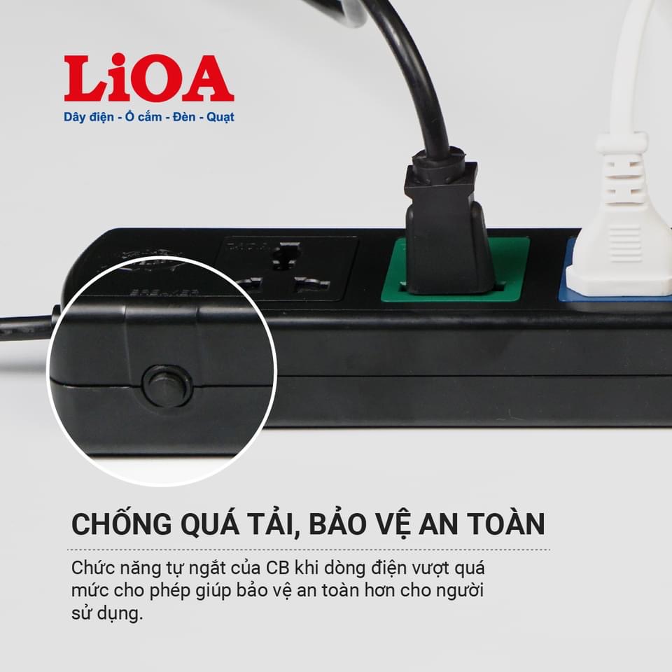 Lioa SNW Common Extension Socket White Type With Switch, CB Overload Protection Maximum Capacity ...