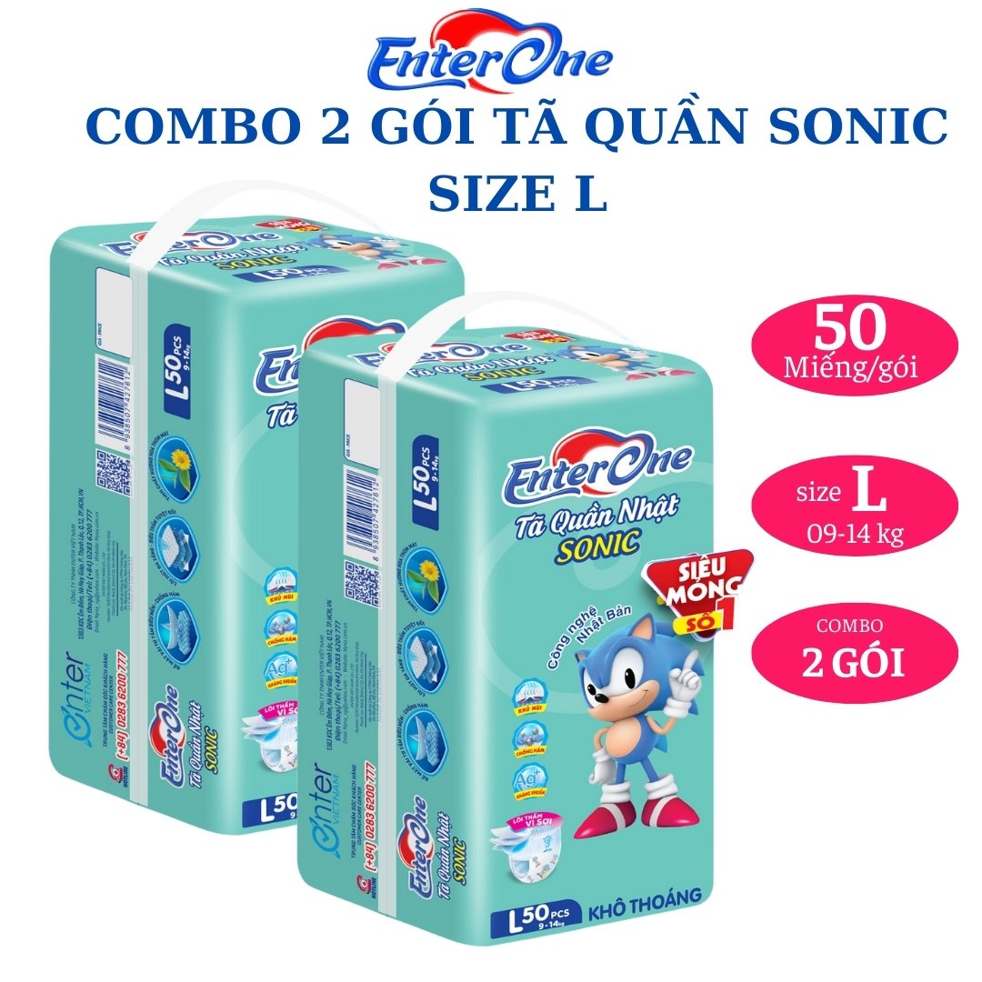 EnterOne Sonic baby diaper pants size L 50 pieces {combo of 2 packs} Dry baby diaper pants ...