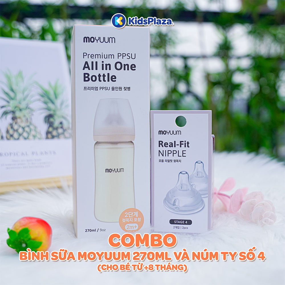Combo Moyuum milk bottle 270ml + Moyuum nipple No. 4 (for babies 8 months and up) | Shopee Malaysia