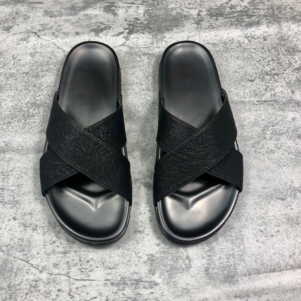 [1 SIZE UP] Men's Cross-Strap Leather Sandals with Tight and Durable ...