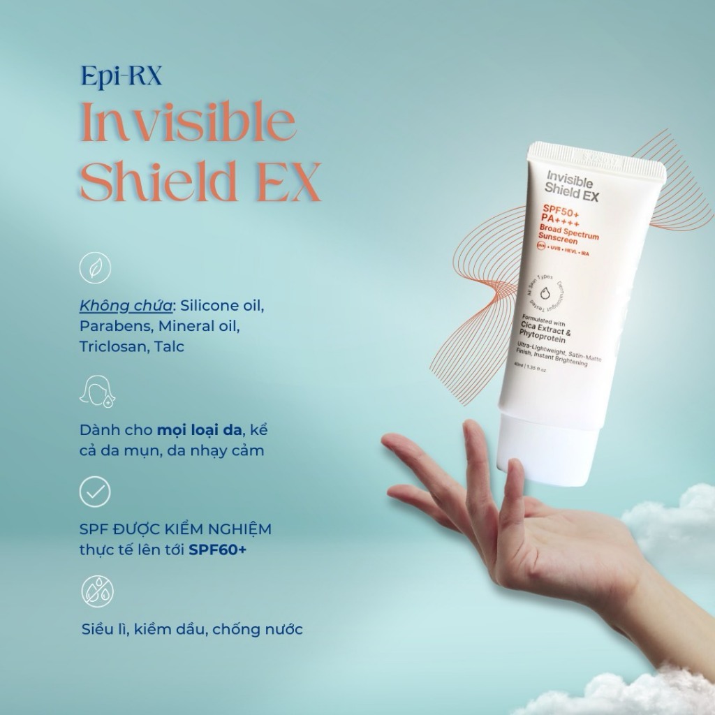 EPI-RX Invisible Shield EX Sunscreen SPF50++ Oil Control, Light Tone ...
