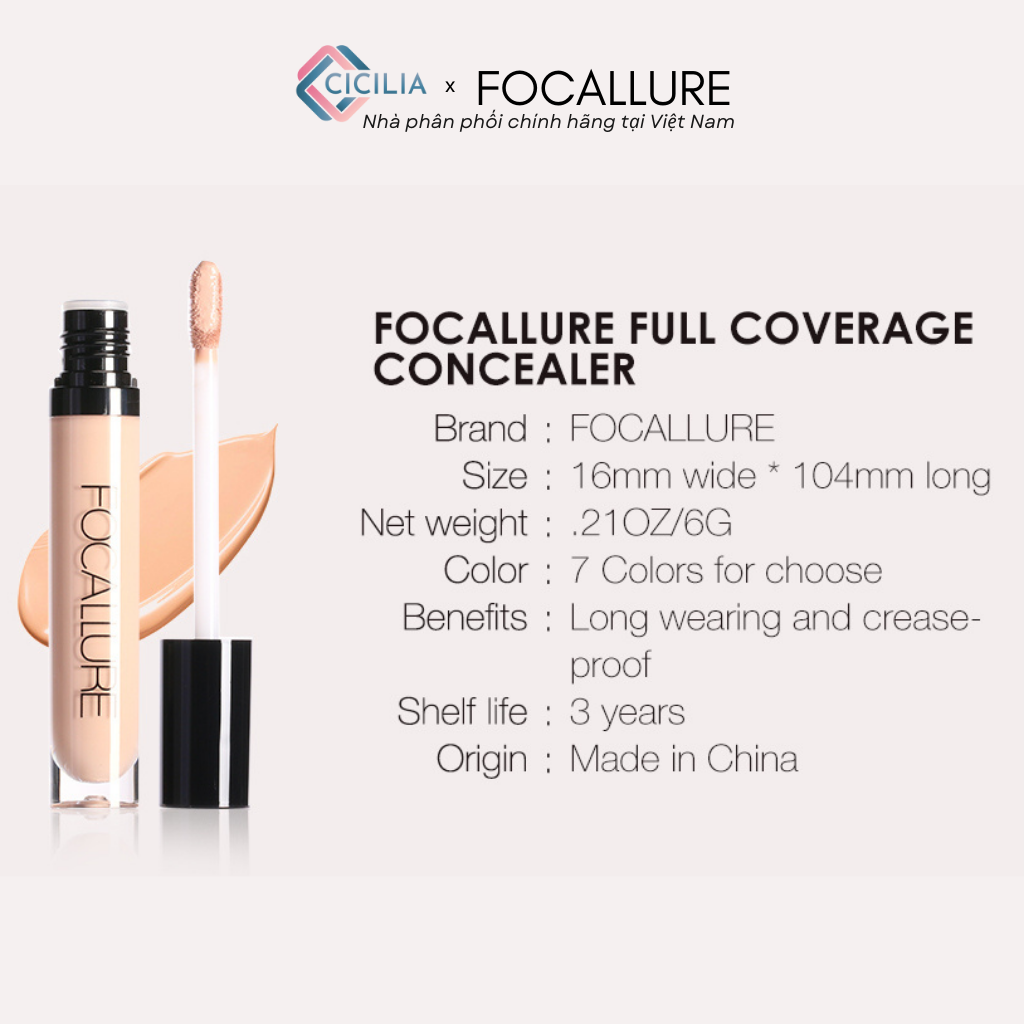 FOCALLURE Focalure Concealer Super Coverage Thin, Light, Long Lasting ...