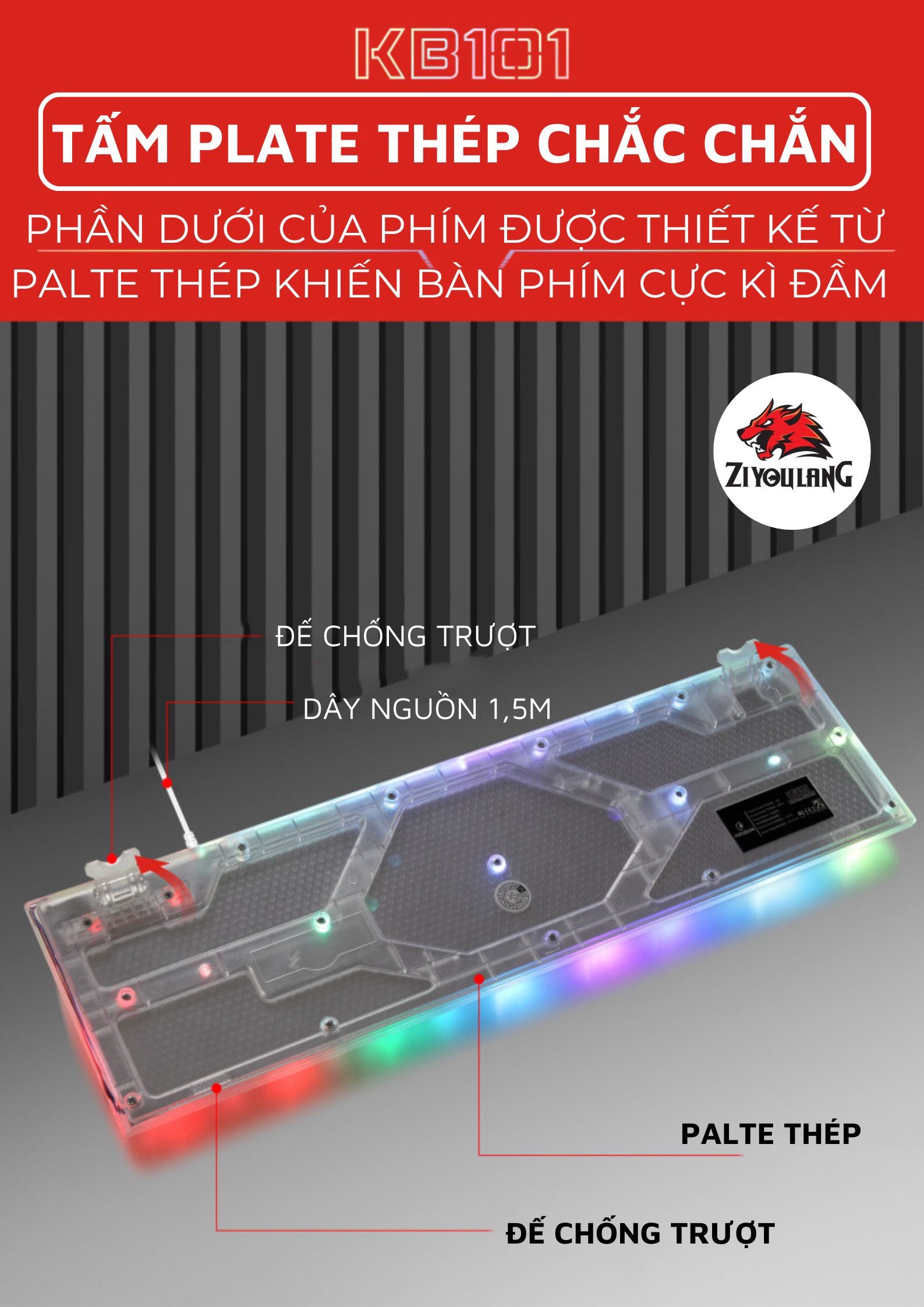 Ziyoulang KB101 DOUNI Computer Gaming Keyboard RGB LED Smooth Typing ...