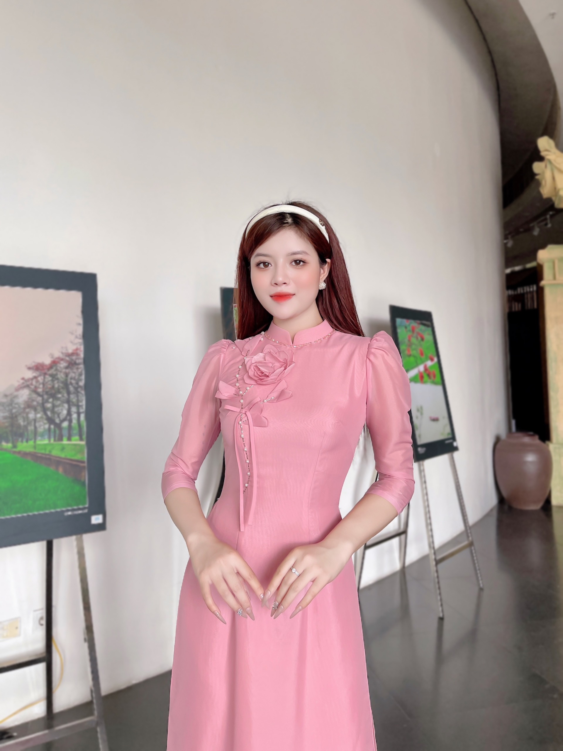 Innovative ao dai Ao Dai Quynh NGUYEN, women's silk ao dai, 4 panels, pink ao dai, designed ao ...
