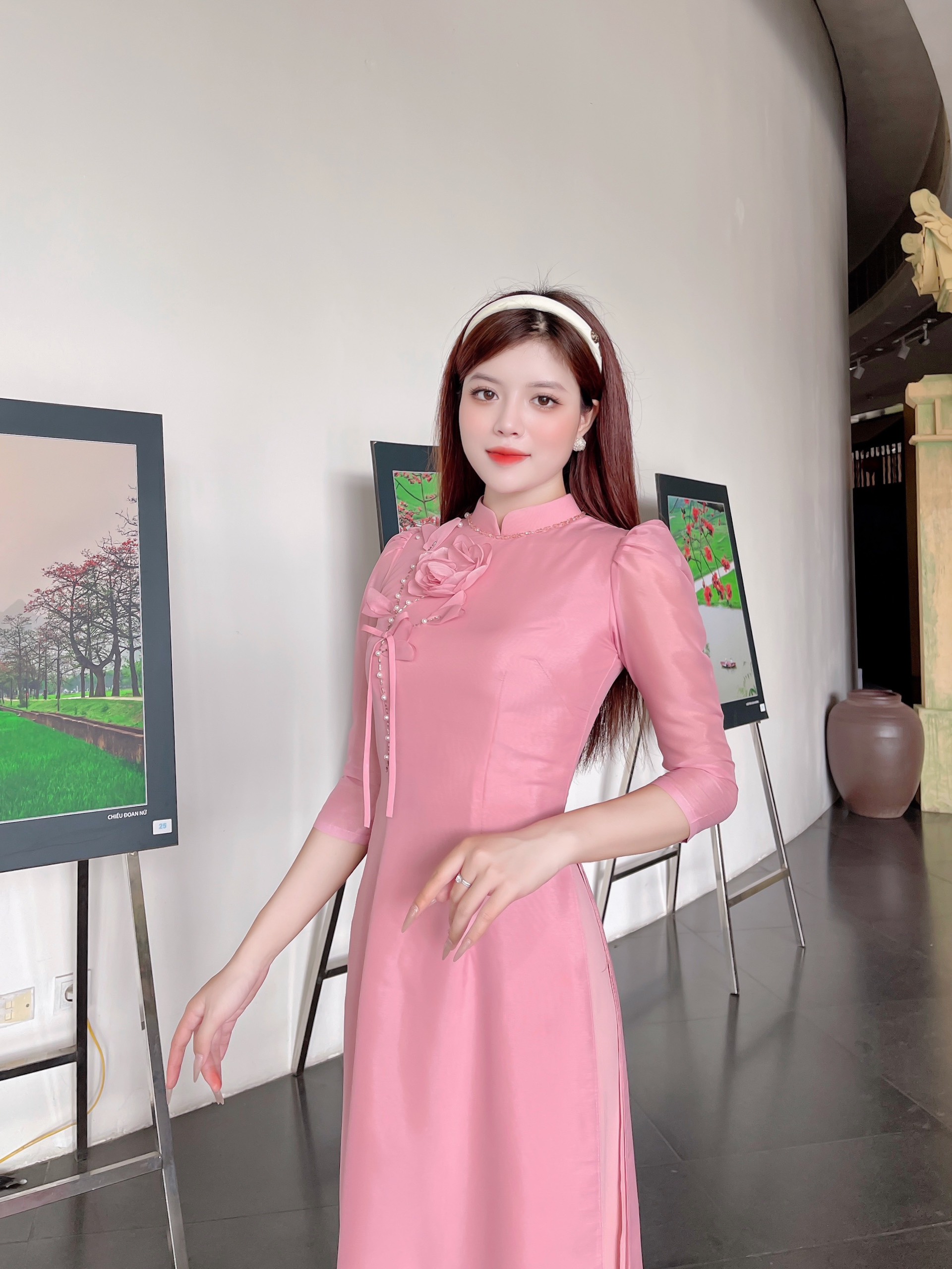 Innovative ao dai Ao Dai Quynh NGUYEN, women's silk ao dai, 4 panels, pink ao dai, designed ao ...