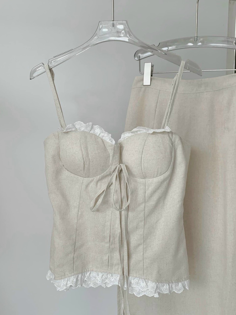 Spaghetti straps spaghetti straps top with ribbon [With lining and ...