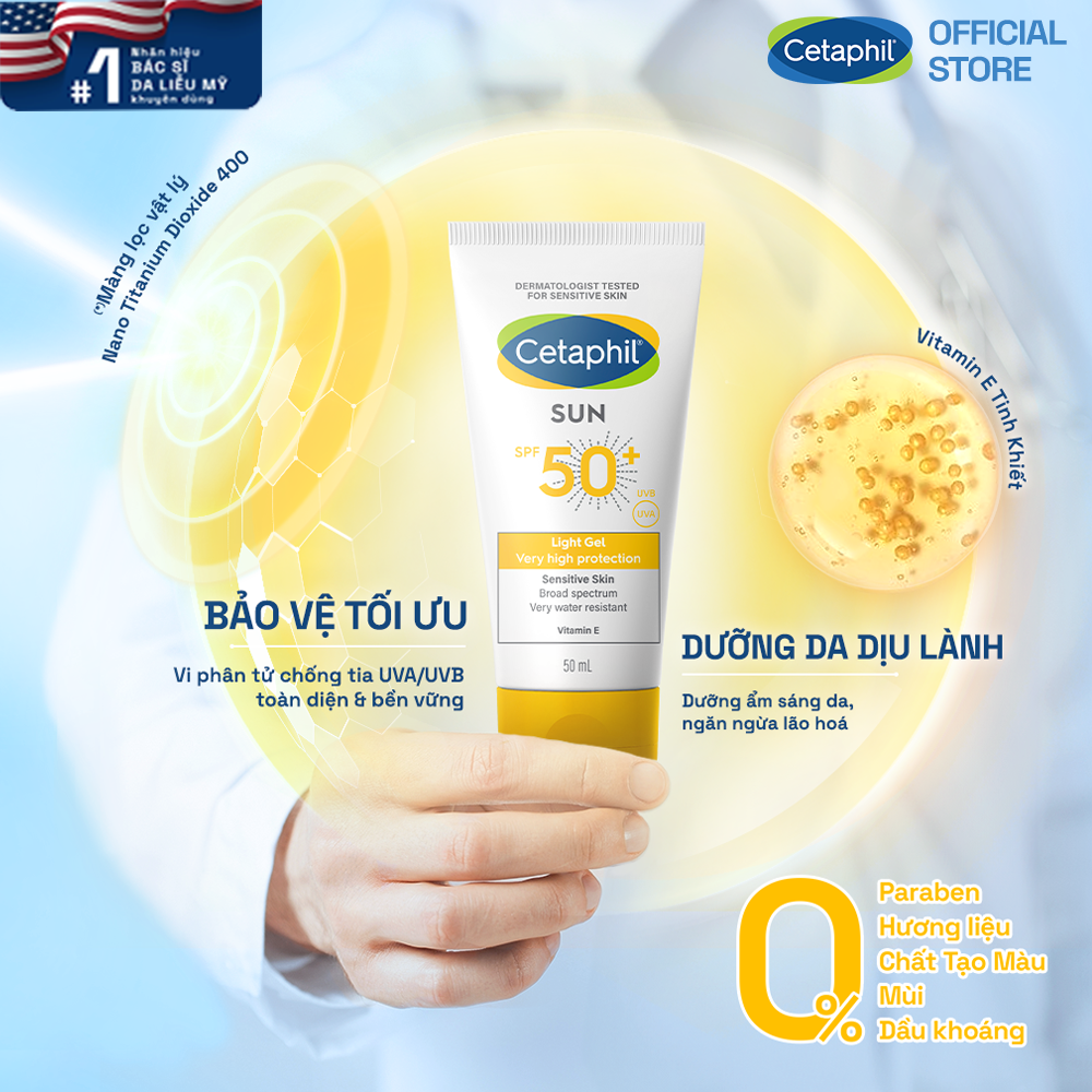 Cetaphil SUN SPF 50+ LIGHT GEL 50ML (GEL FORM) & SUN KIDS 150ML (MILK ...