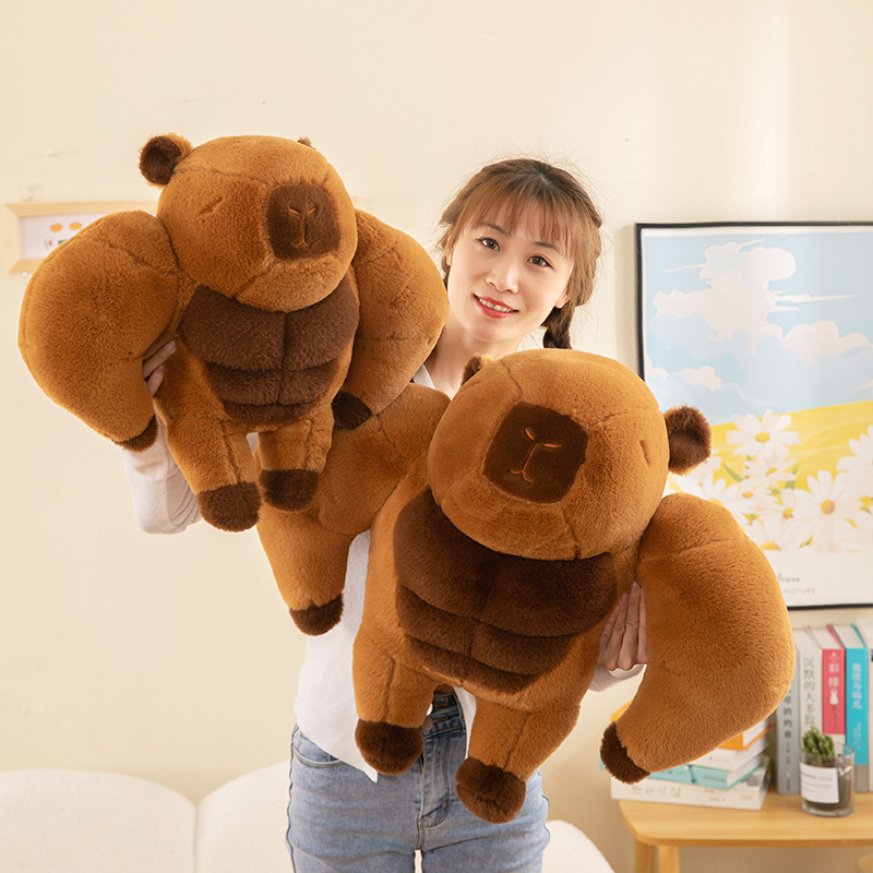 Muscular Athlete Capybara Teddy Bear, Gym 6-Pack Capybara Stuffed ...