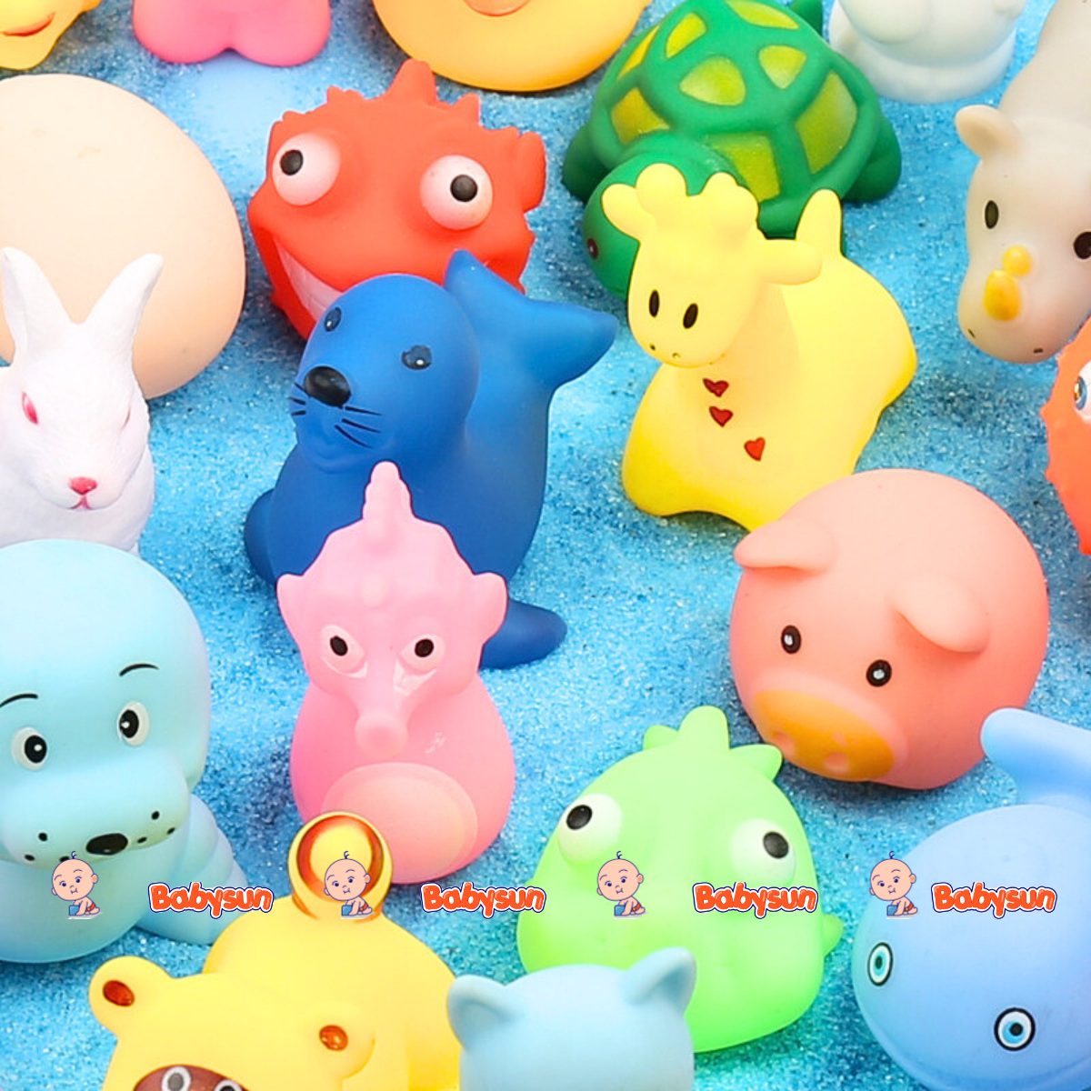 Bag of 12 squeaking animals in the bathtub - Bathroom toys with ...