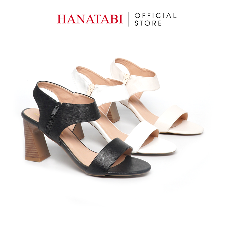 Hanatabi 7cm High Heel Women's Sandals with Cross Straps and Zipper ...