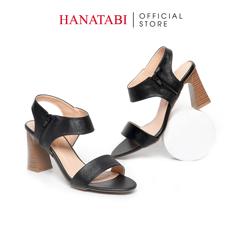 Hanatabi 7cm High Heel Women's Sandals with Cross Straps and Zipper ...