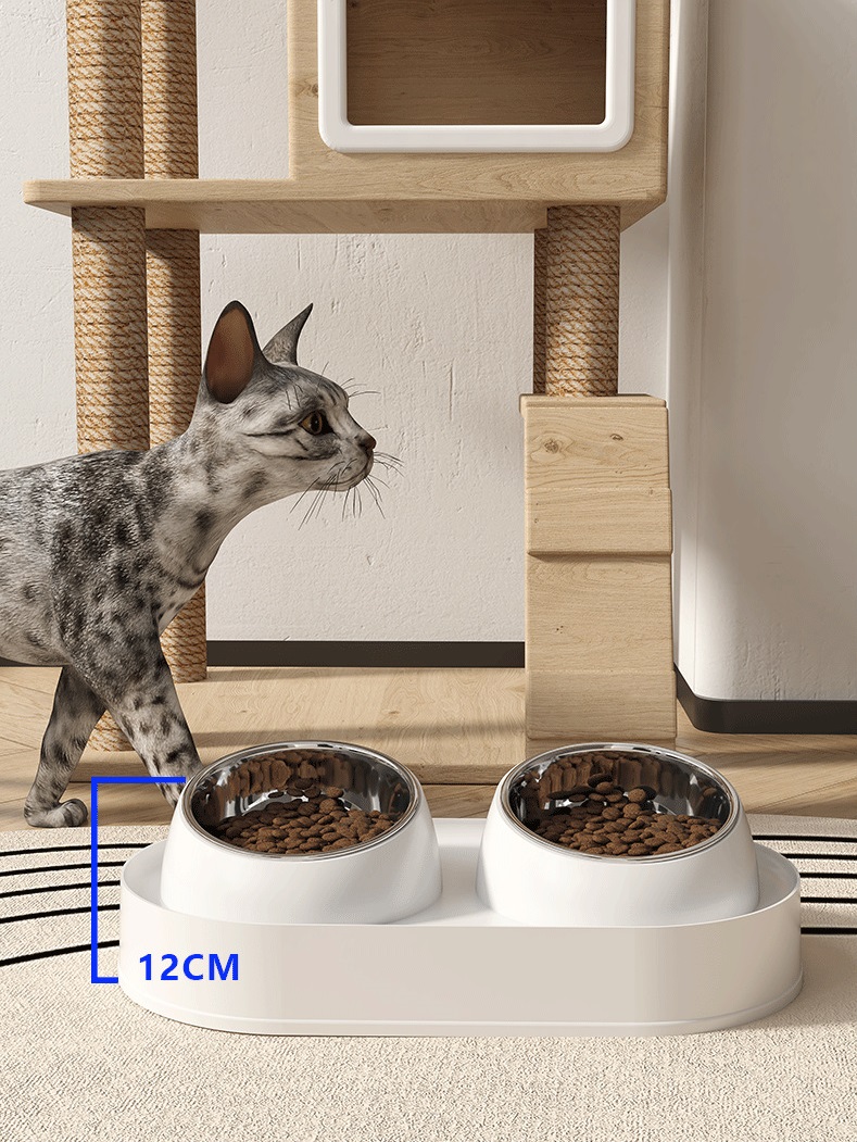 High Base Double Feeding Tray for Pets, Ant-proof, Anti-Humpback Double ...