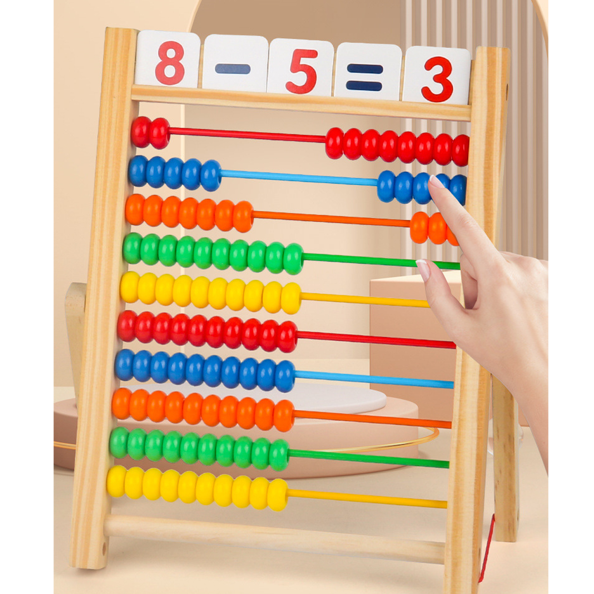 Wooden Multifunctional Math Worksheet Set for Children - 100 Beads with ...