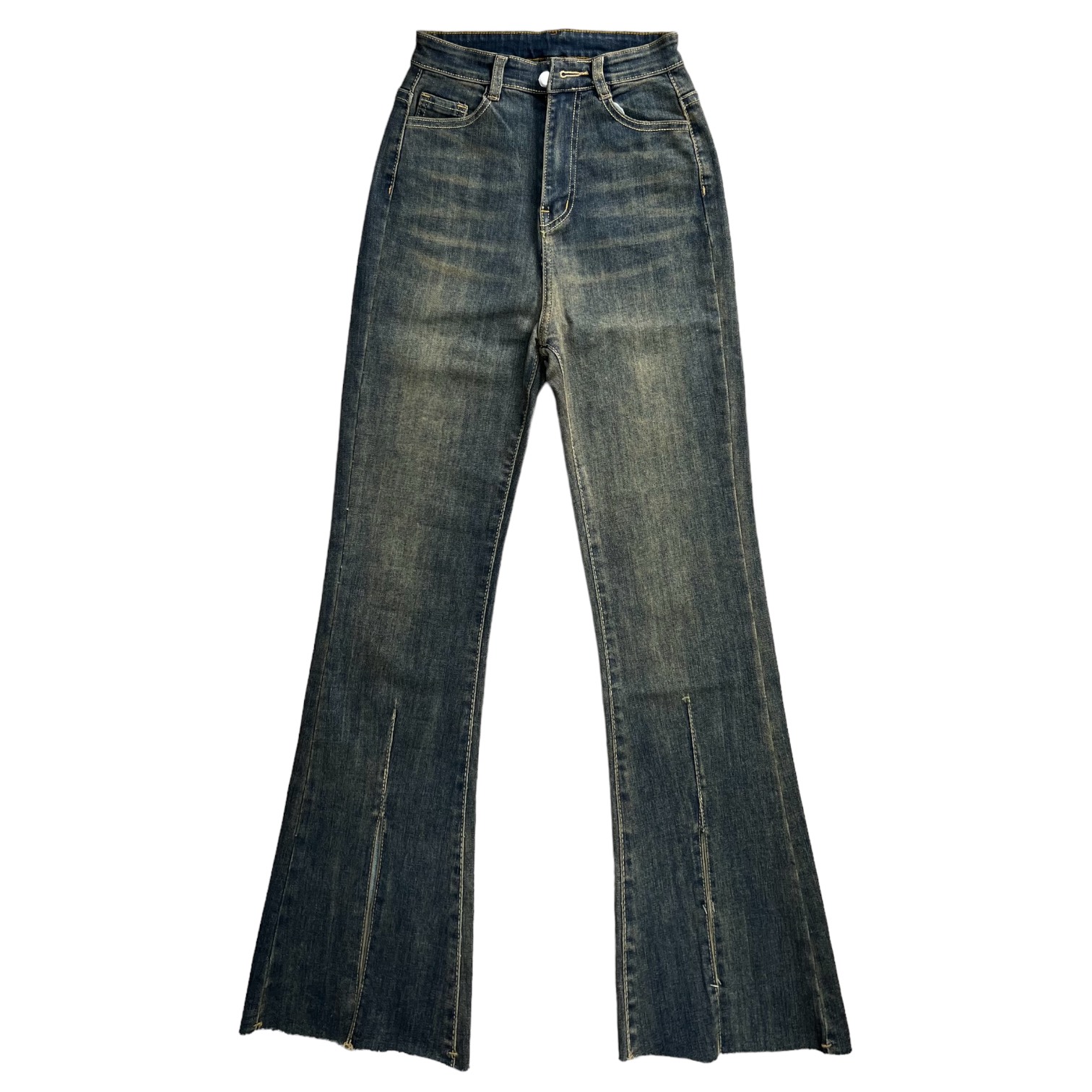 ( Loe meter 5 ) Yen Tee mid-slit flared jeans, dusty color 2025 trend ...