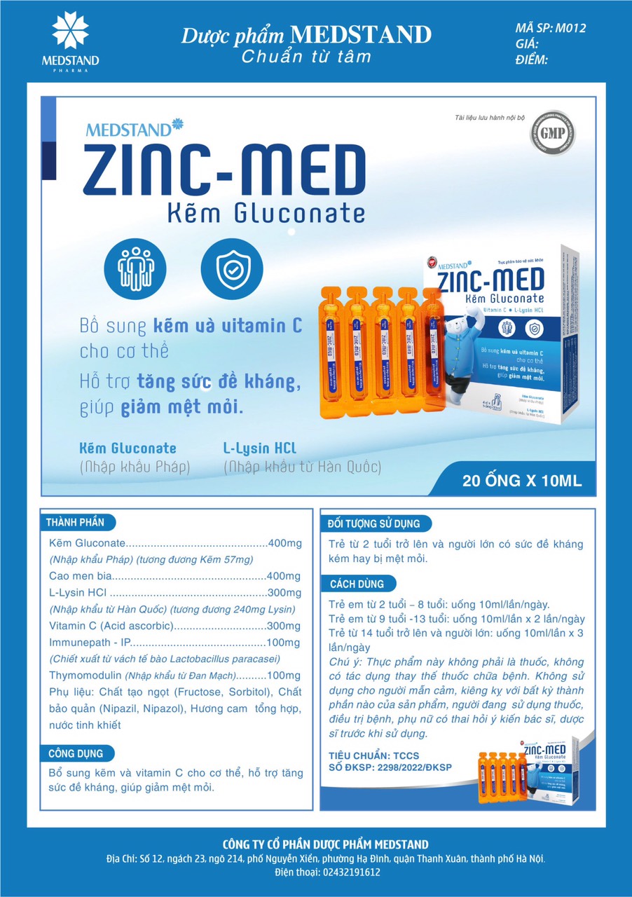 Zinc-Med Medstand Syrup Tubes Supplement Zinc, Vitamin C, Lysine ...