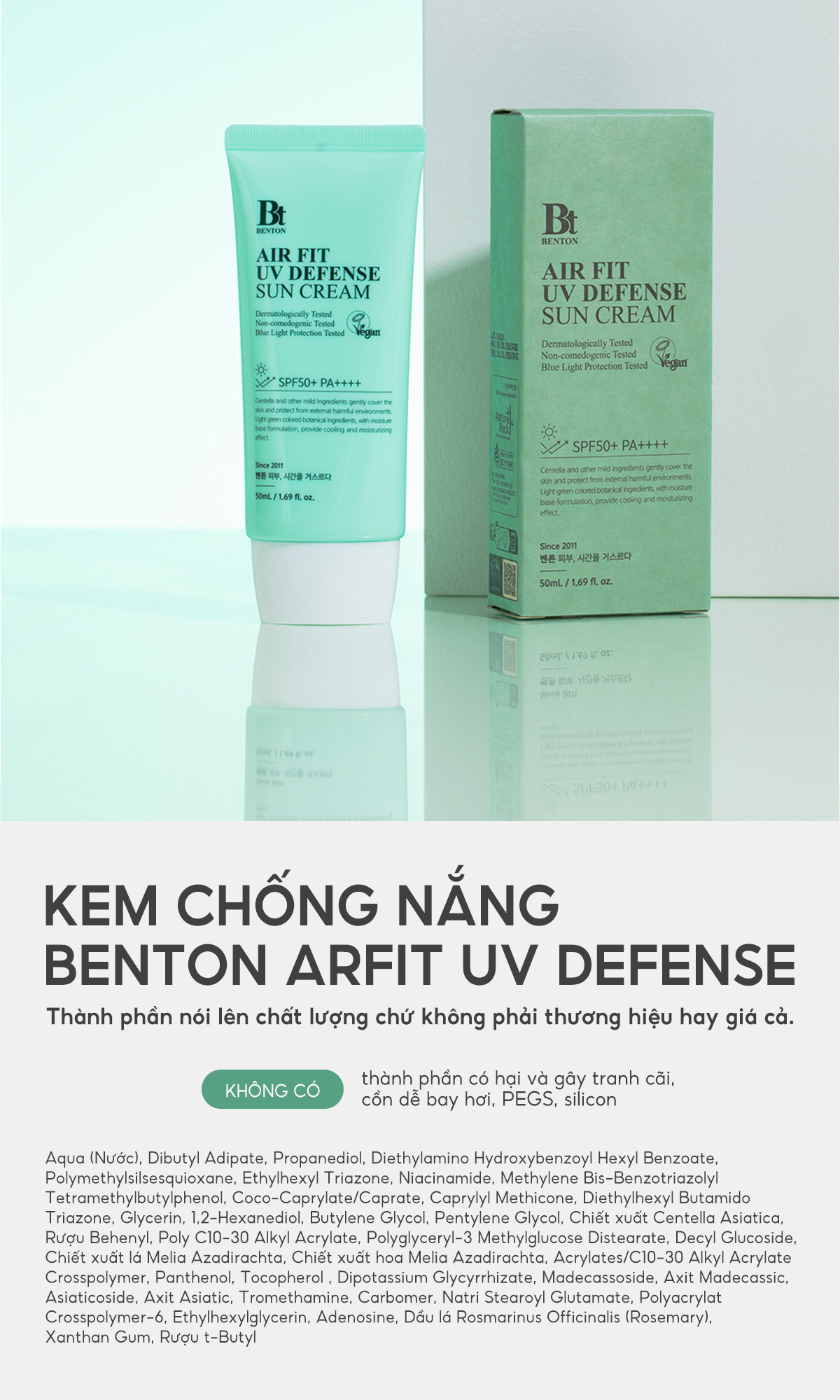 Benton UV Defense Sun Cream SPF50+ PA + + + 50ml | Shopee Malaysia