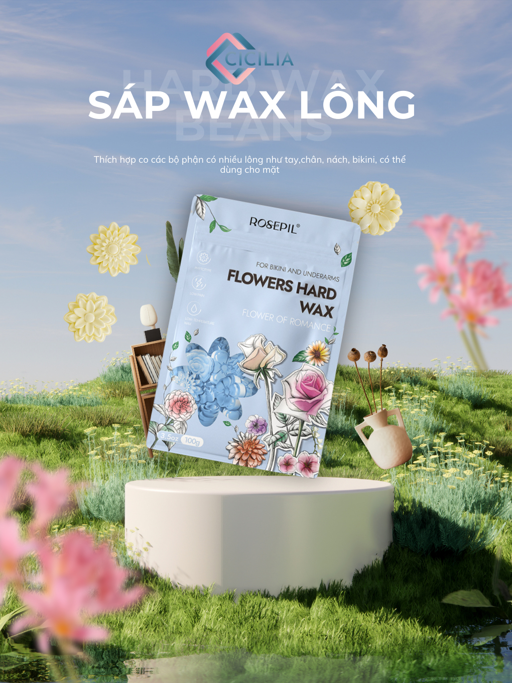 100gr CICILIA Hair Wax New Version Cute Flower Design Full Body Wax ...