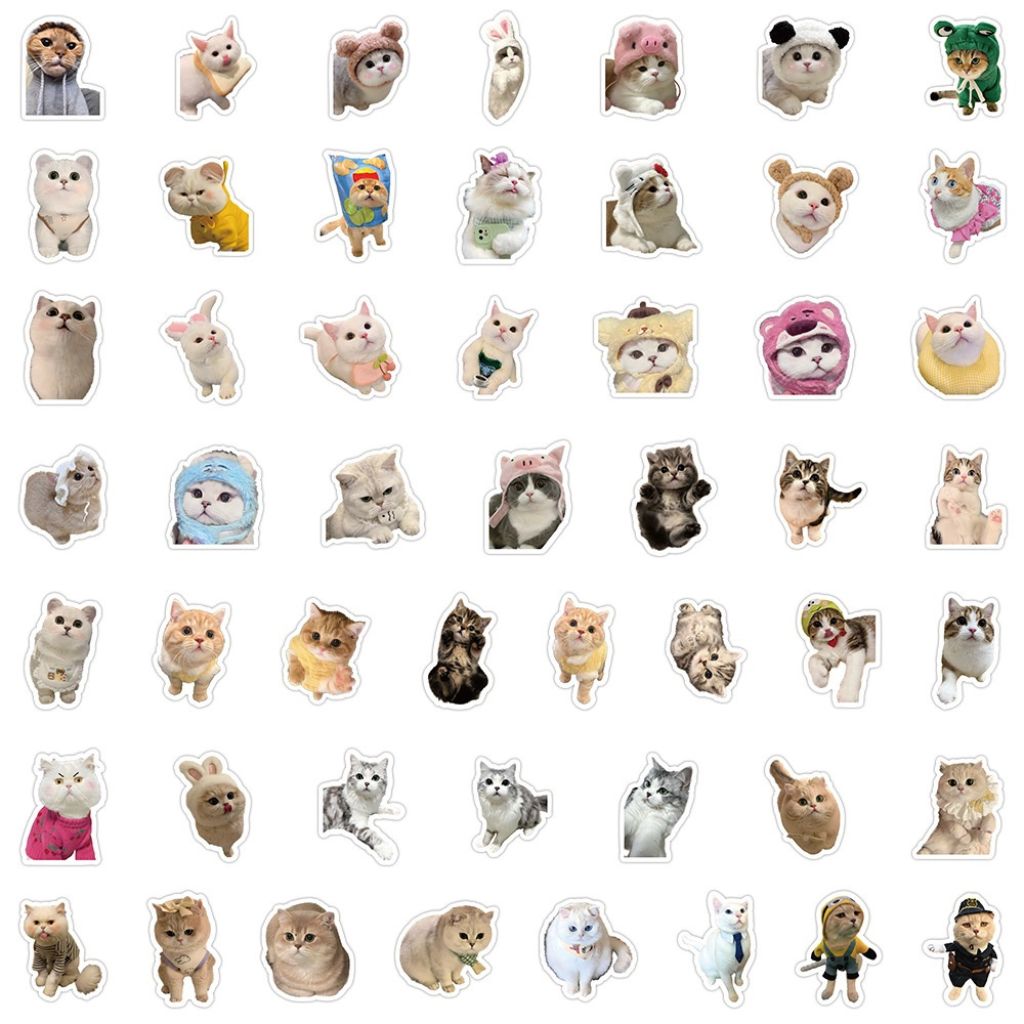 Set of 200 cute dog and cat meme stickers, dog and cat stickers, pre ...