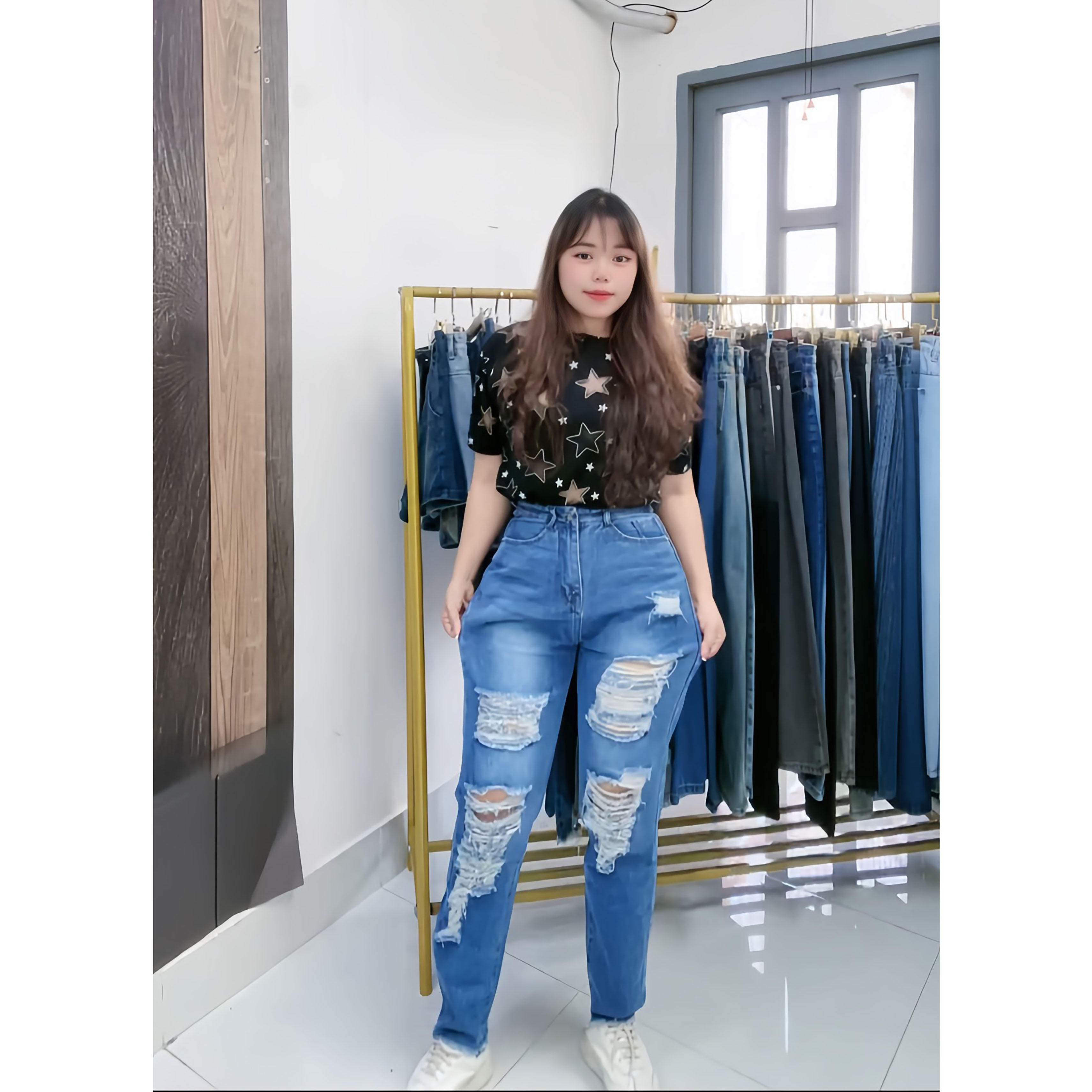 Bigsize Women's baggy jeans Super High Waist, Loose Ripped, Loose Fit ...
