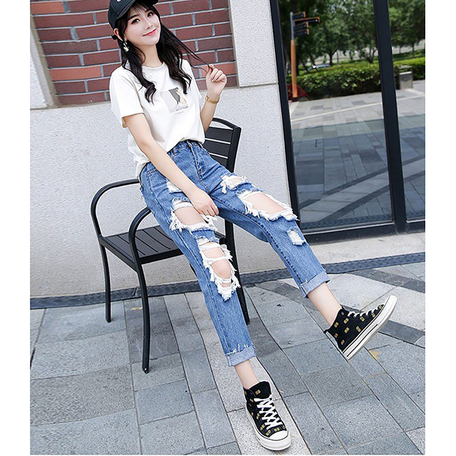 Bigsize Women's baggy jeans Super High Waist, Loose Ripped, Loose Fit ...