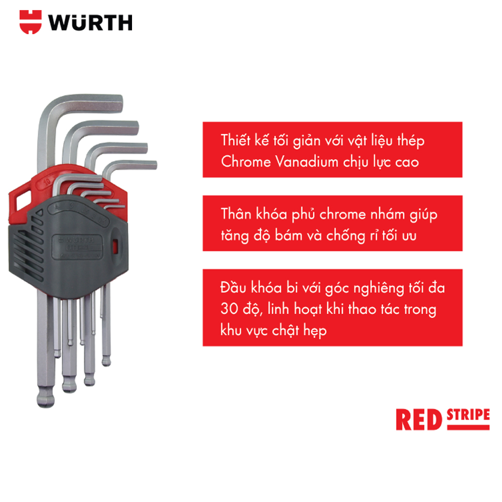 Wurth REDSTRIPE 9-Piece L-shaped Hex Lock Set | Shopee Malaysia