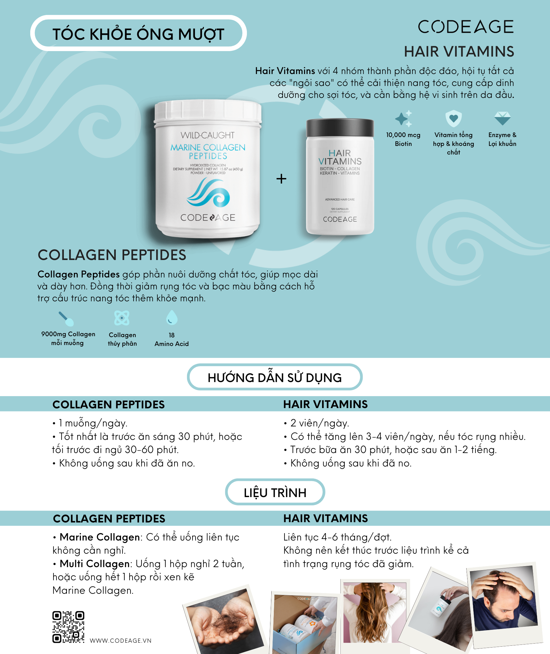 Combo Healthy, Shiny Hair Codeage Hair Vitamins + Marine Collagen Peptides 450g | Shopee Malaysia
