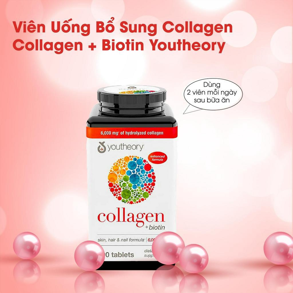 Youtheory Collagen + Biotin 6000mg Collagen Oral Tablet Box Of 390 ...