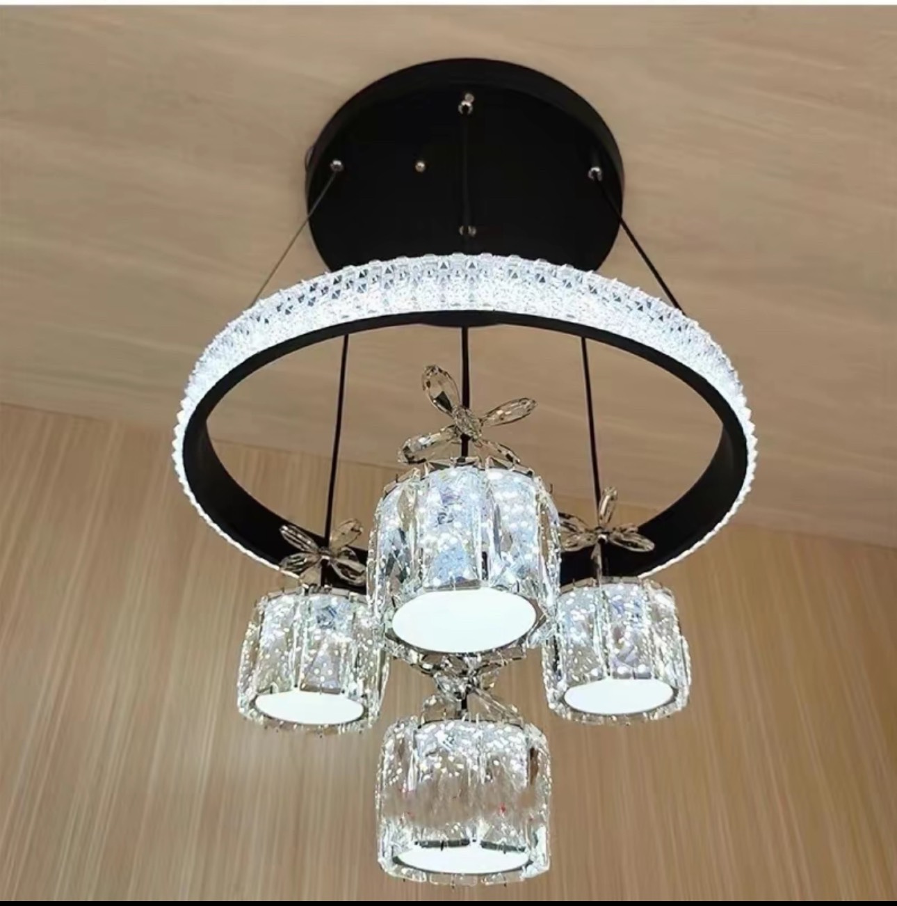 MONSKY KUMA pendant lamp led crystal flower tray with 3 modern ...