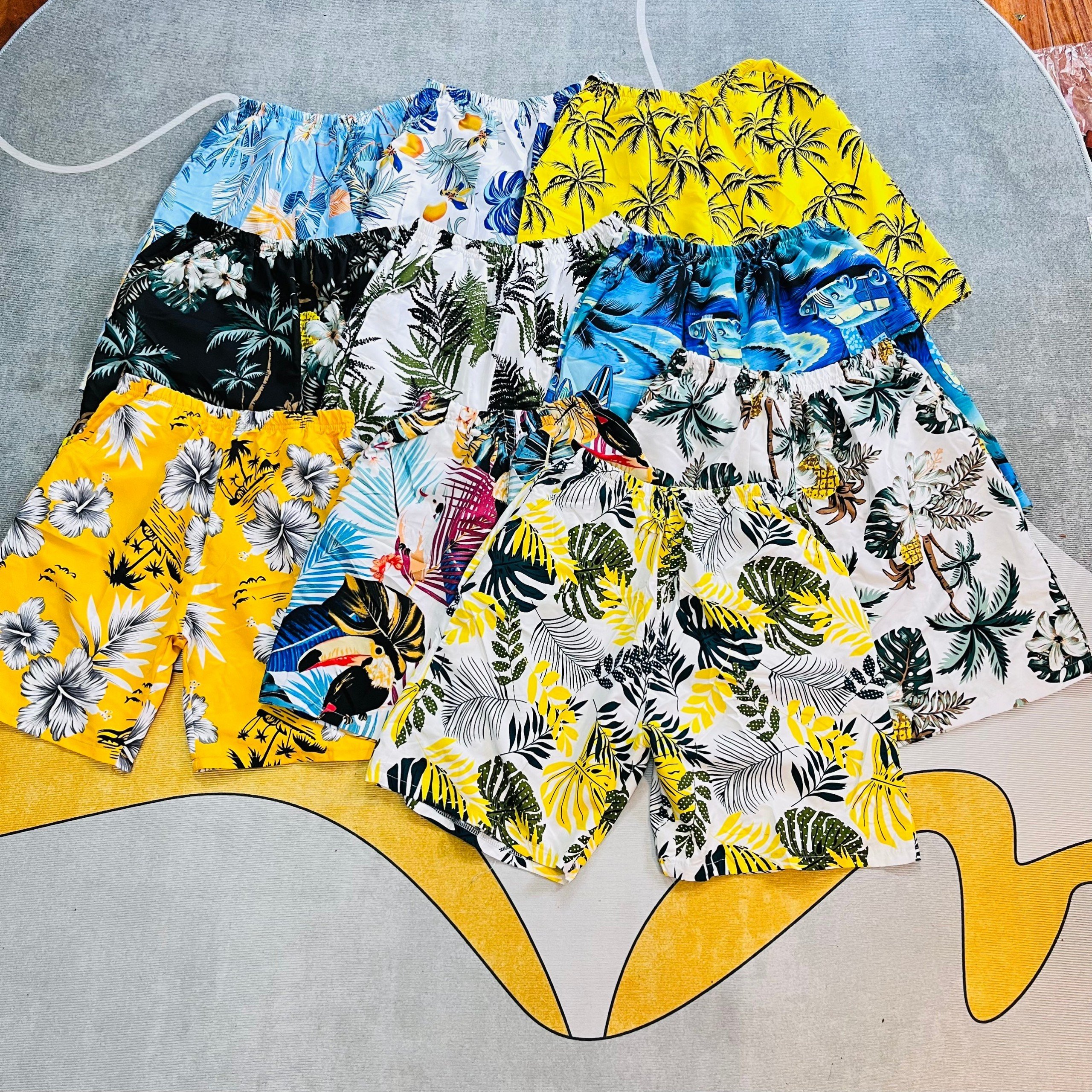 Hawaiian fruit pants for family beach with leaf and branch motifs ...