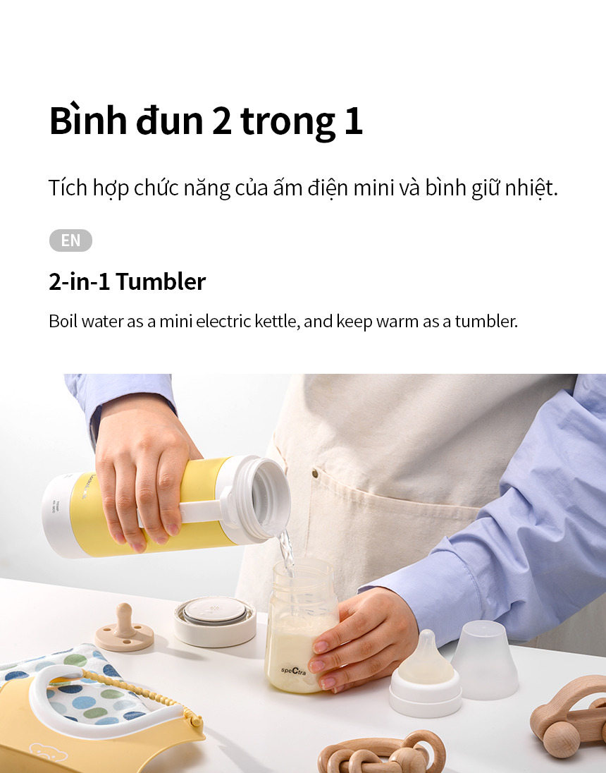 2-in-1 LocknLock Heating tumbler 300ml yellow, ivory stainless steel keeps warm 8 levels EJC723 ...