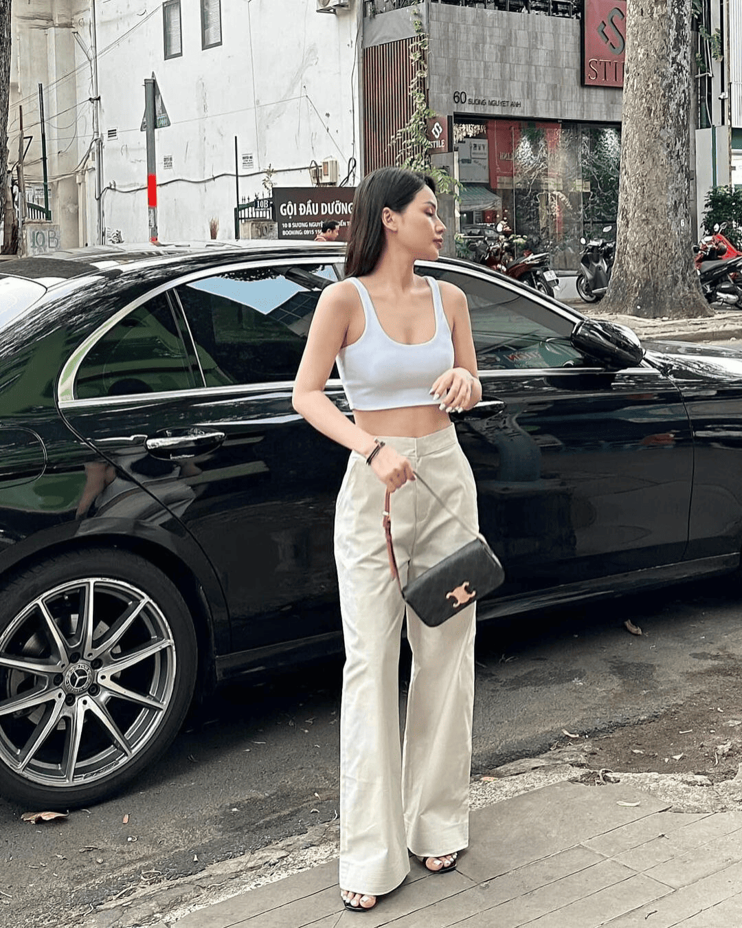 Kimee MQ105 high-quality loose wide-leg women's khaki pants with office button design | Shopee ...