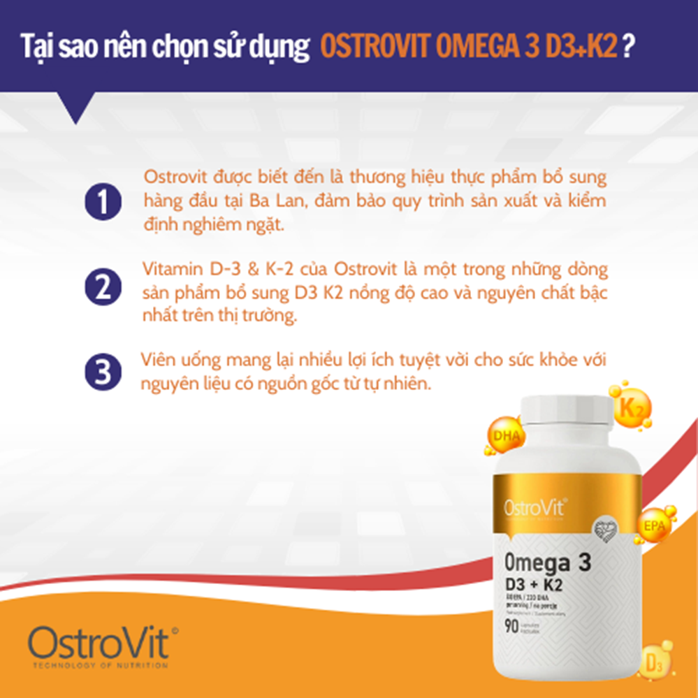 Ostrovit Omega 3 D3 K2 fish oil supports strong bones, improves muscle ...