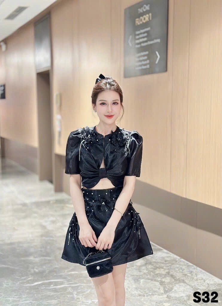 Thao MINHON women's big size set tk set with pearl embellished cv with pant lining S55 60-90KG ...