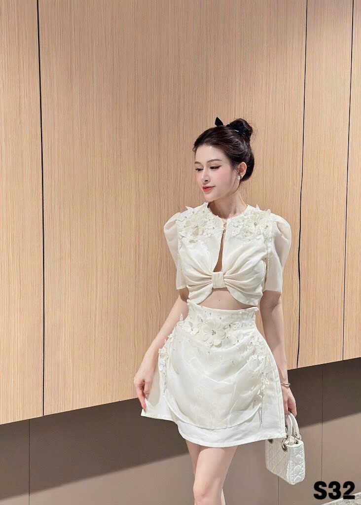 Thao MINHON women's big size set tk set with pearl embellished cv with pant lining S55 60-90KG ...