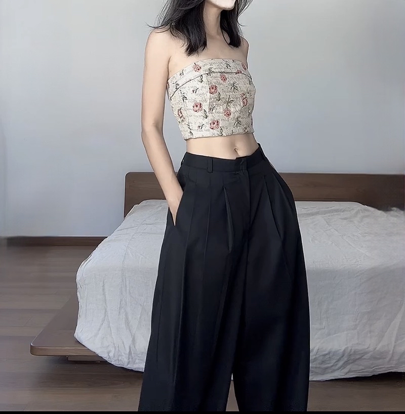 Boom tube pants with one side pleats - QBOOM | Shopee Malaysia