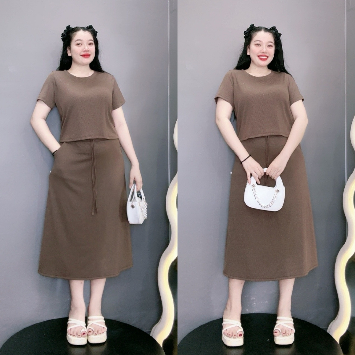 Bigsize Set Female Short Sleeve Retail T-Shirt With Feminine Long Skirt ...